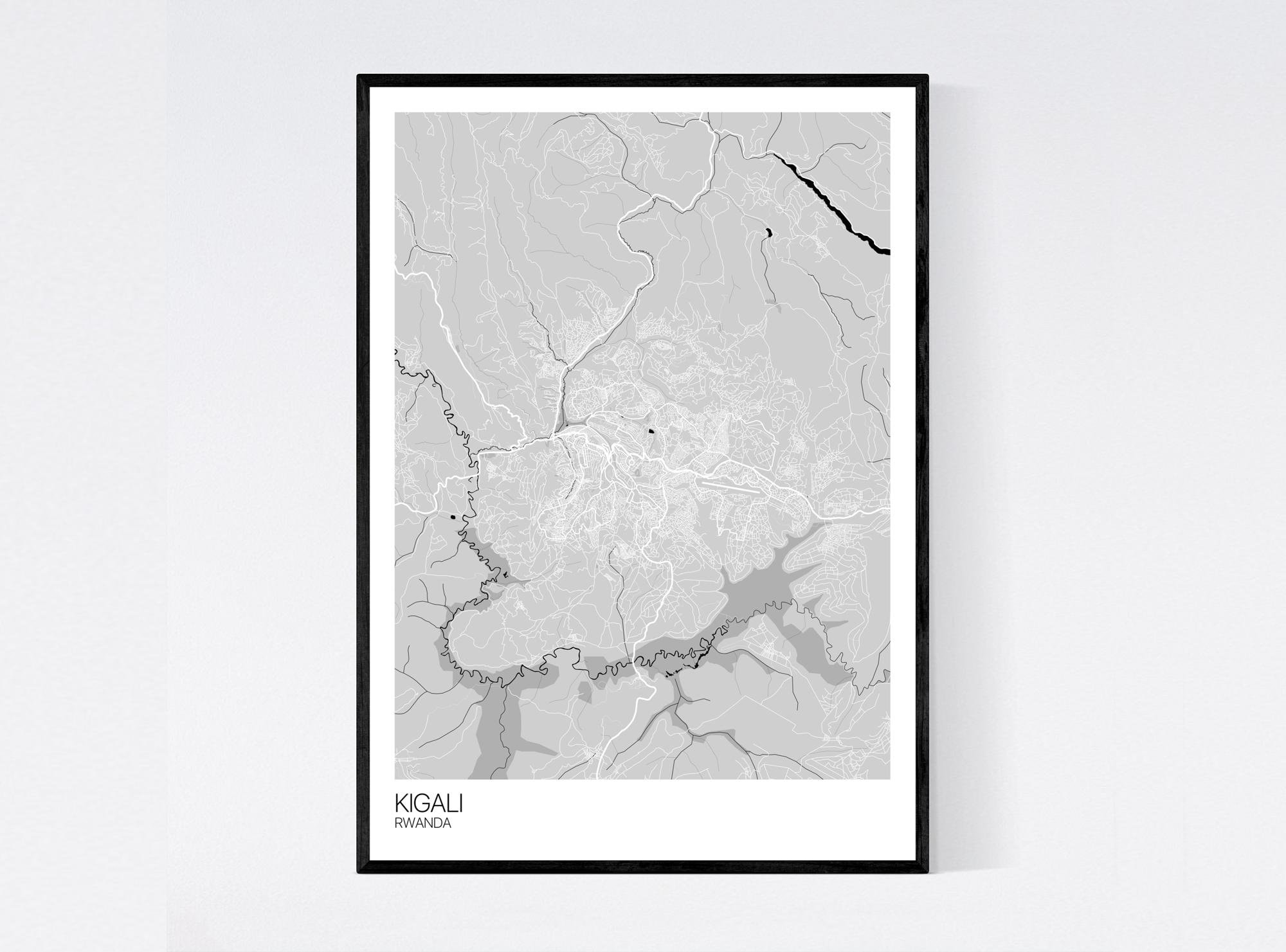 Kigali Rwanda Map Art Print Many Styles Art Quality Paper | Etsy