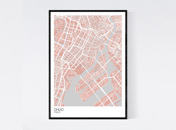 Chuo Tokyo Japan Map Print Many Colours Fast Delivery | Etsy