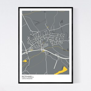 Rothwell England Town Map Art Print Many Styles 350gsm - Etsy