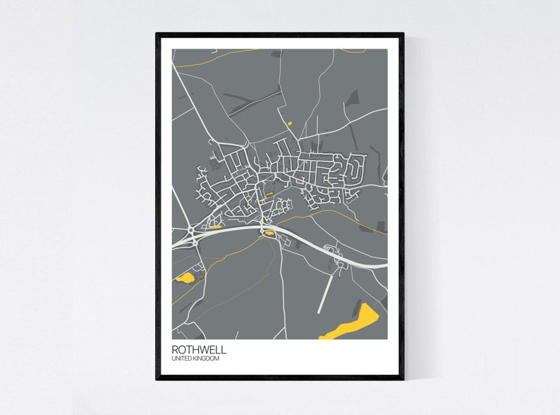 Rothwell England Town Map Art Print Many Styles 350gsm - Etsy