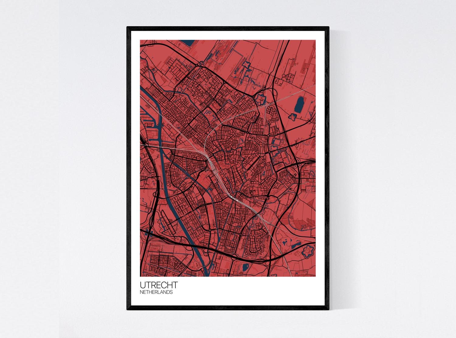 Utrecht Netherlands Map Art Print Many Colours 350gsm Art | Etsy