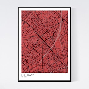 Holloway London Map Art Print Many Colours 350gsm Art - Etsy