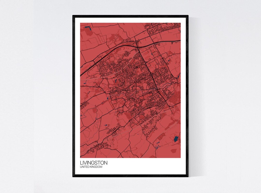 Livingston, Scotland City Map Art Print Many Styles 350gsm Art Quality ...