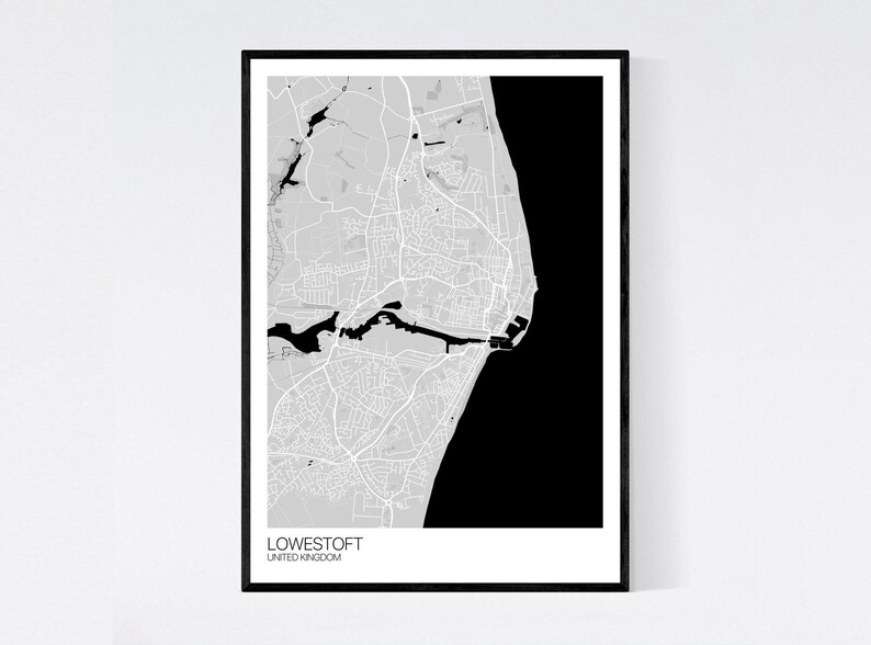 Lowestoft Map Print Many Colours 350gsm Art Quality Paper - Etsy UK