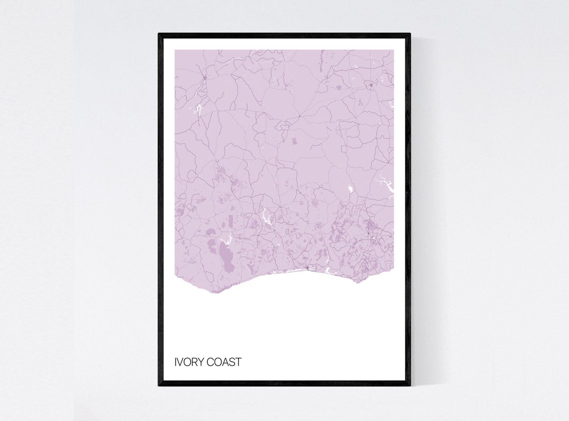 Ivory Coast Country Map Art Print Many Styles Art Quality | Etsy