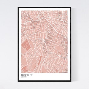 Brockley, London Map Art Print Many Colours 350gsm Art Quality Paper ...