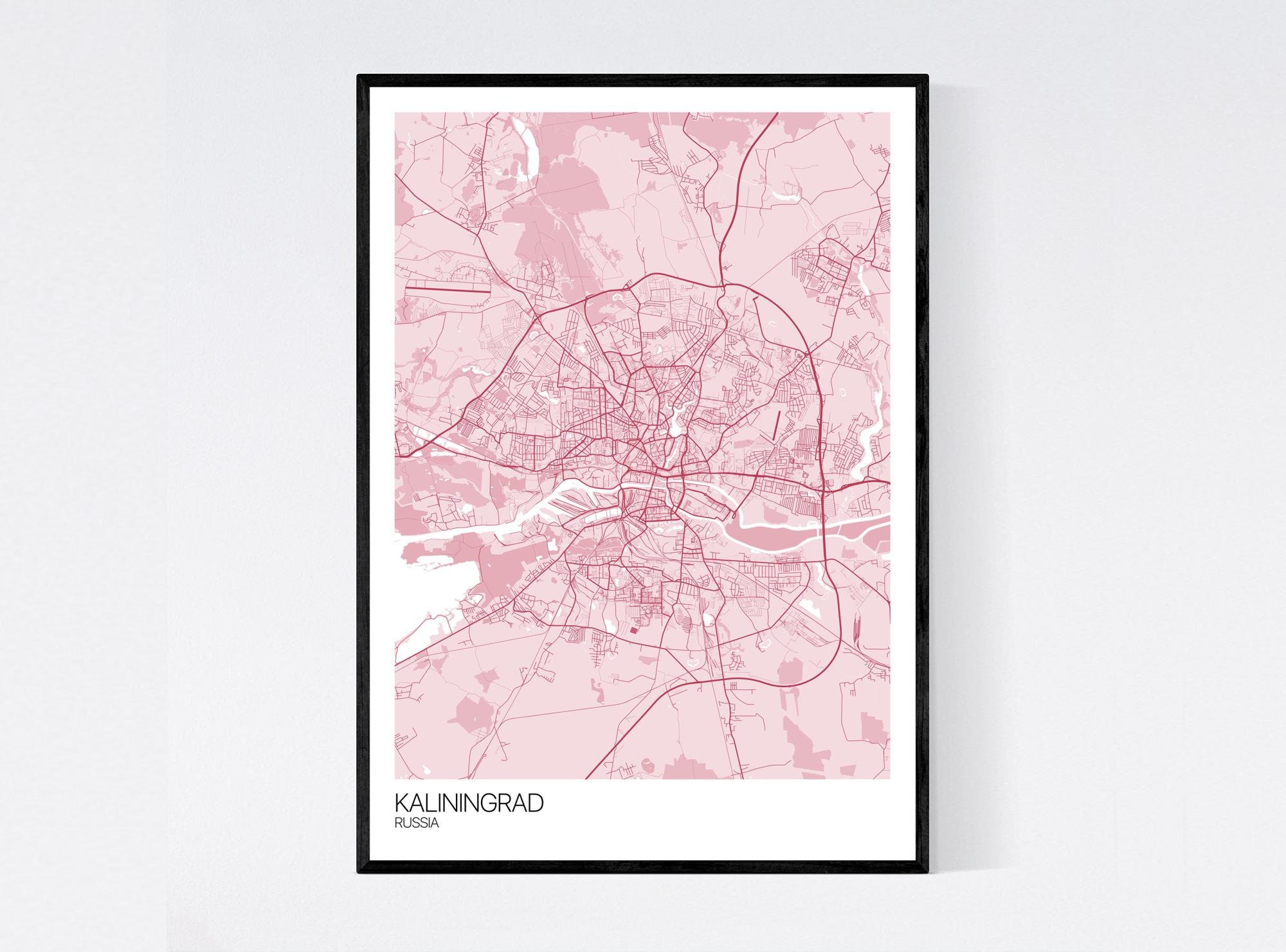 Kaliningrad Russia Map Art Print Many Styles 350gsm Art - Etsy UK