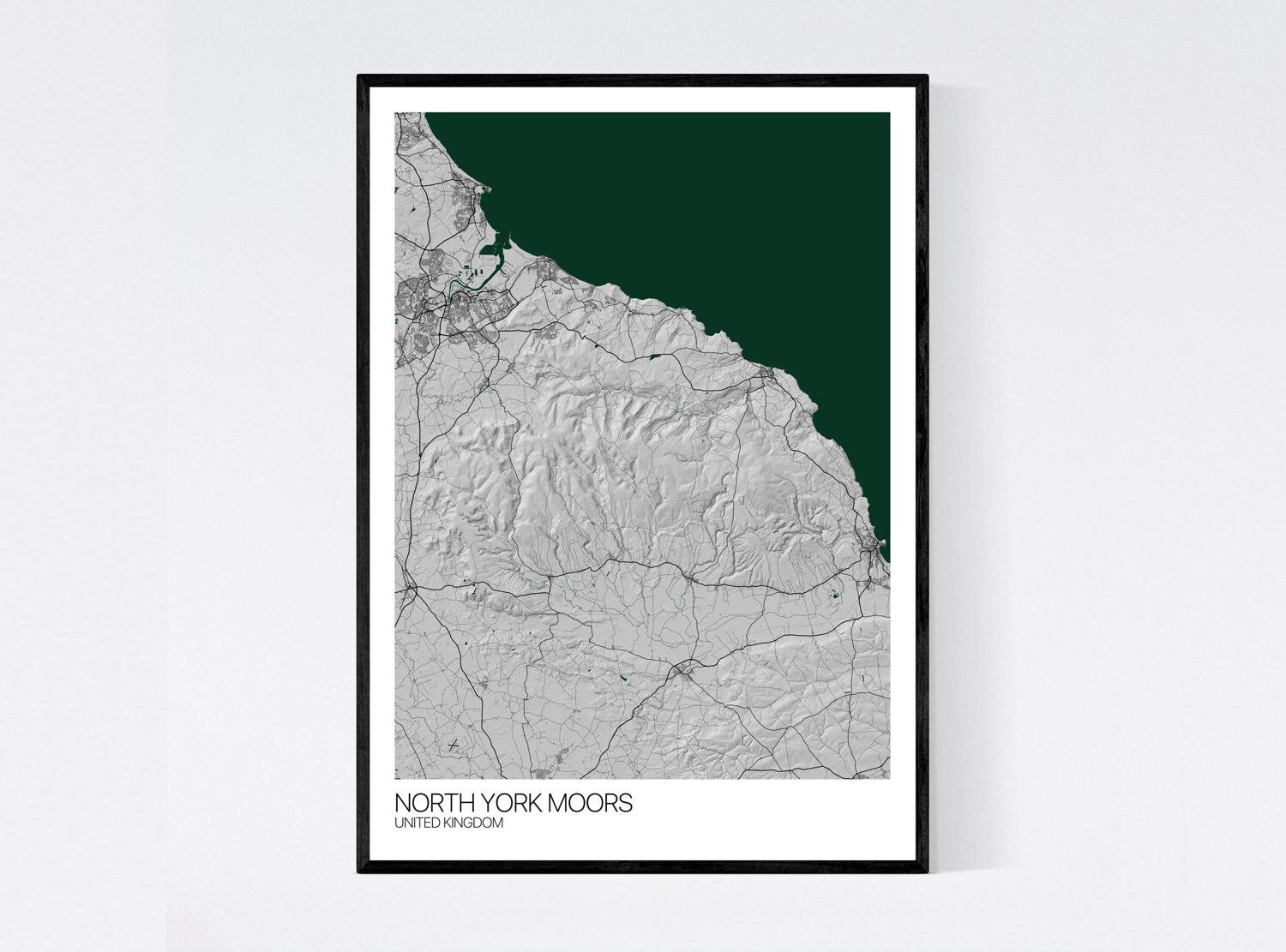 North York Moors Topographic Map Print Many Colours Fast | Etsy
