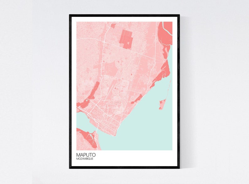 Maputo Mozambique Map Art Print Many Styles Art Quality - Etsy