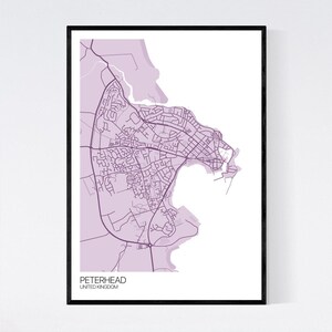 Peterhead, Scotland City Map Art Print - Many Styles - 350gsm Art ...