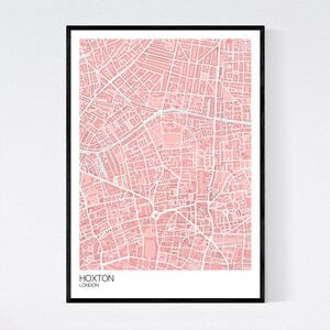 Hoxton London Map Art Print Many Colours 350gsm Art - Etsy