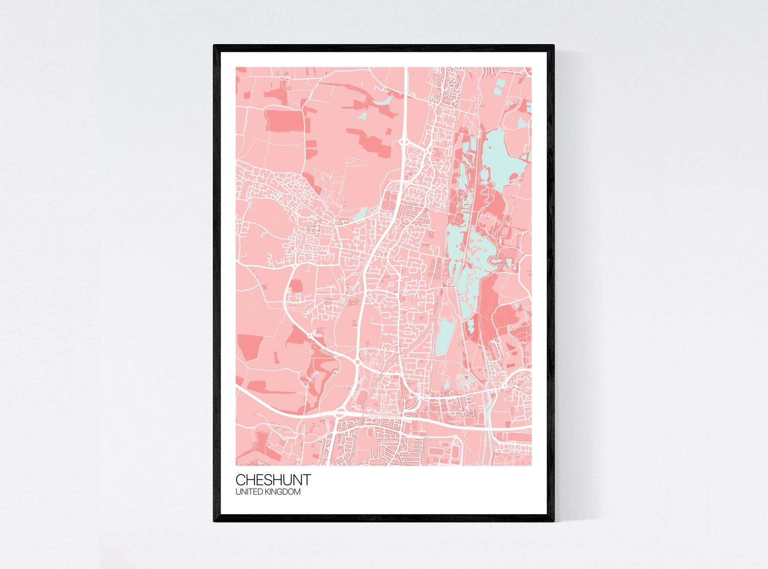 Cheshunt United Kingdom Map Print Many Colours Fast | Etsy