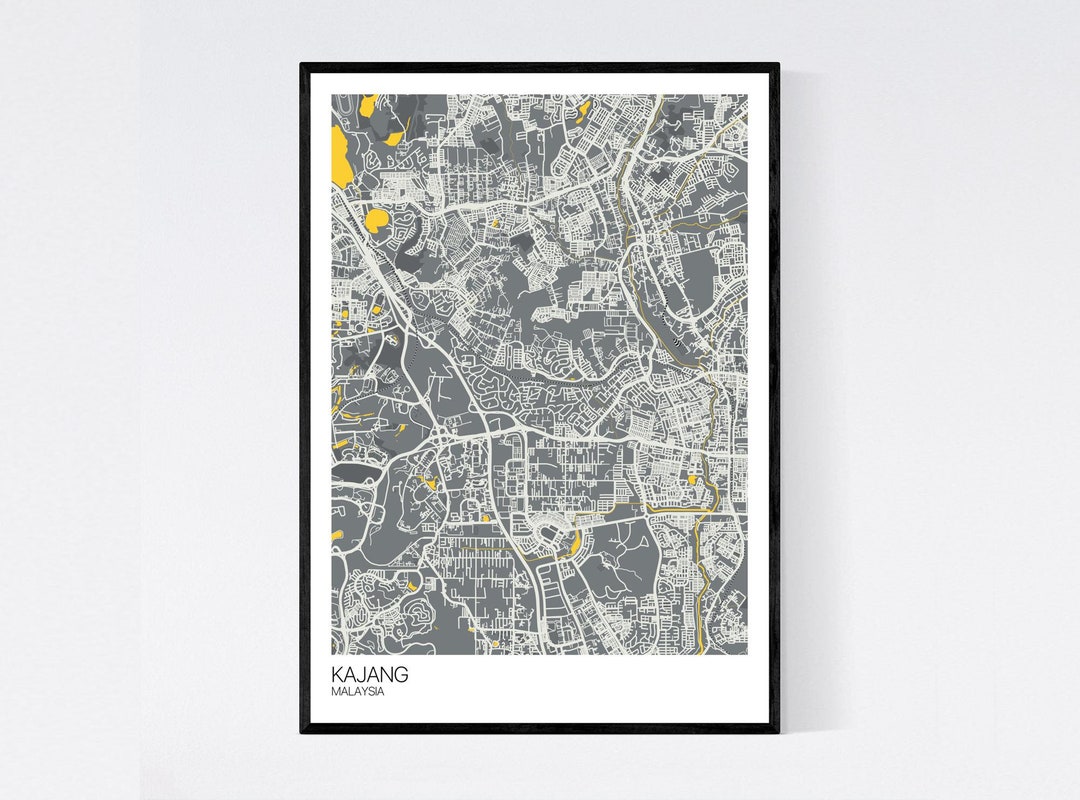 Kajang, Malaysia Map Art Print - Many Styles - Art Quality Paper - Fast ...