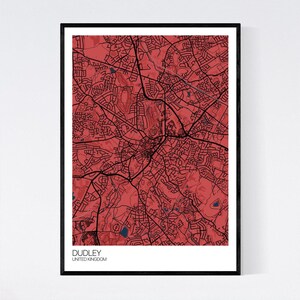 Dudley, United Kingdom City Map Art Print Many Styles 350gsm Art ...