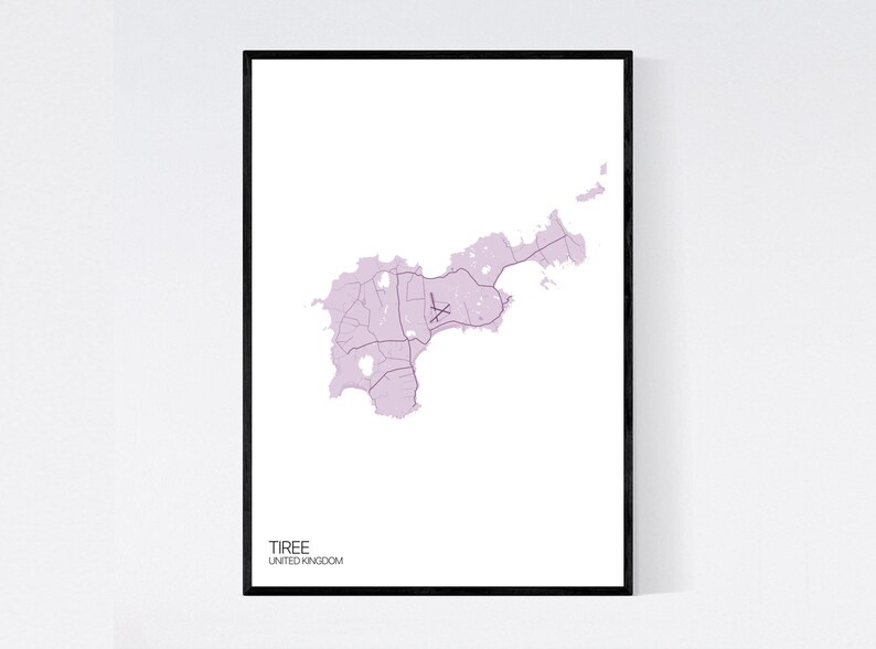 Isle of Tiree Map Art Print Pink/blue/white 350gsm Art - Etsy