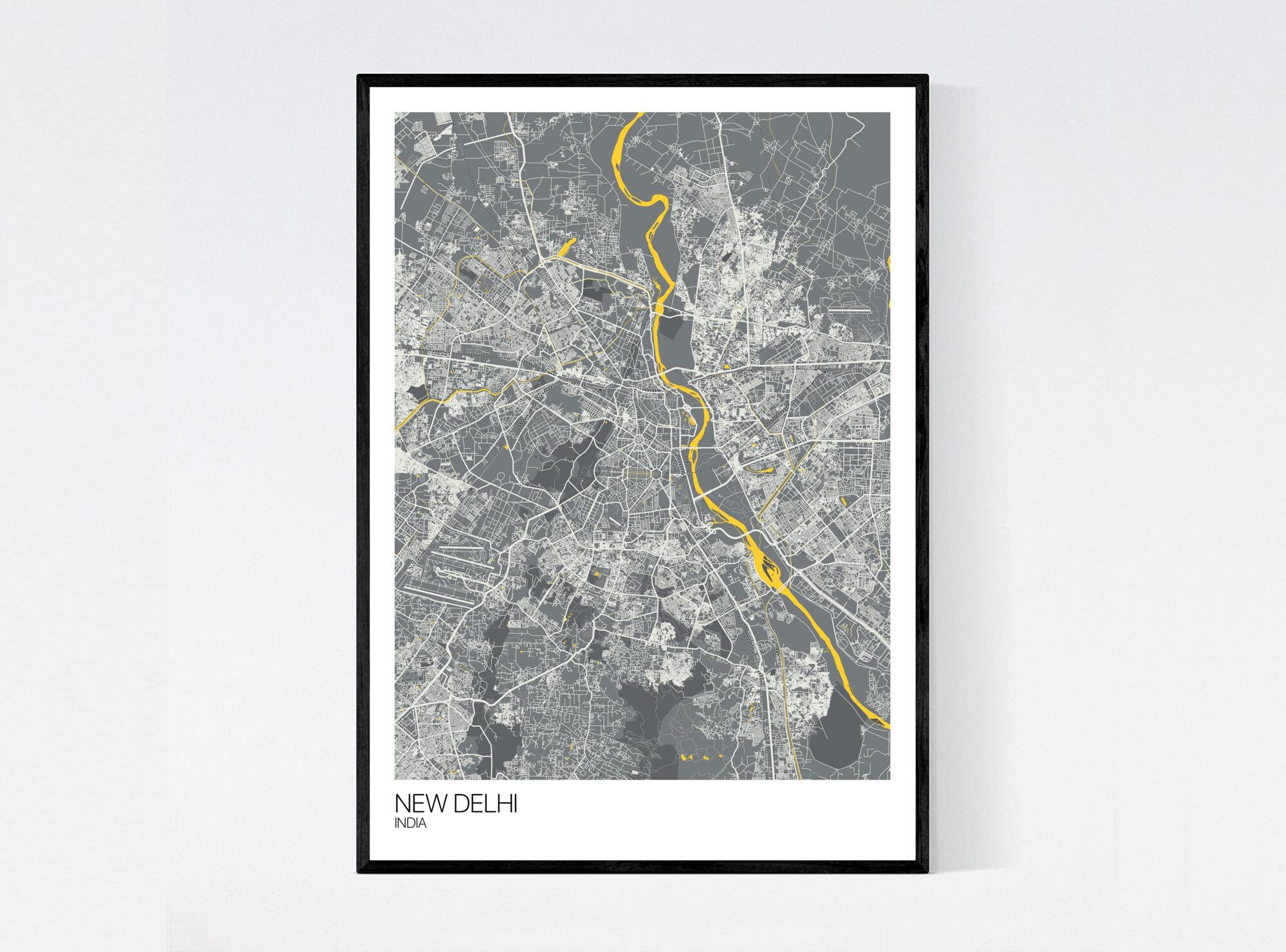 New Delhi India Map Art Print Many Styles Art Quality | Etsy