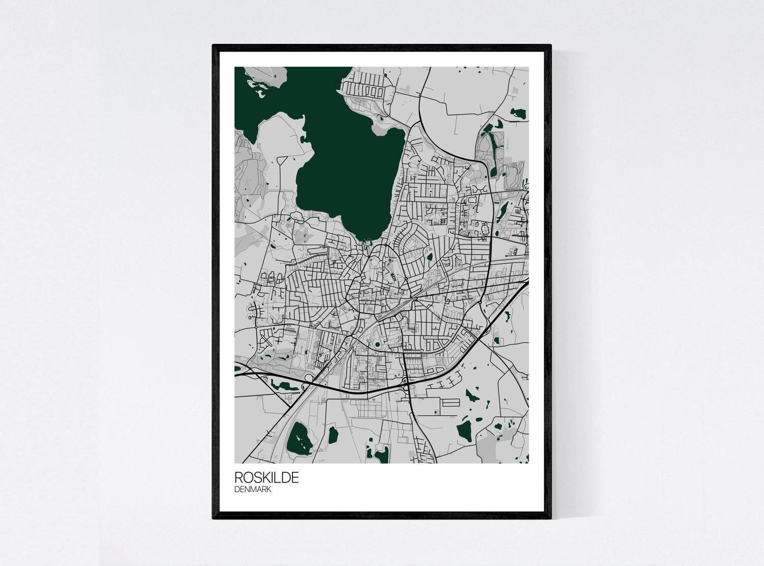 Roskilde Denmark City Map Art Print Many Colours 350gsm | Etsy