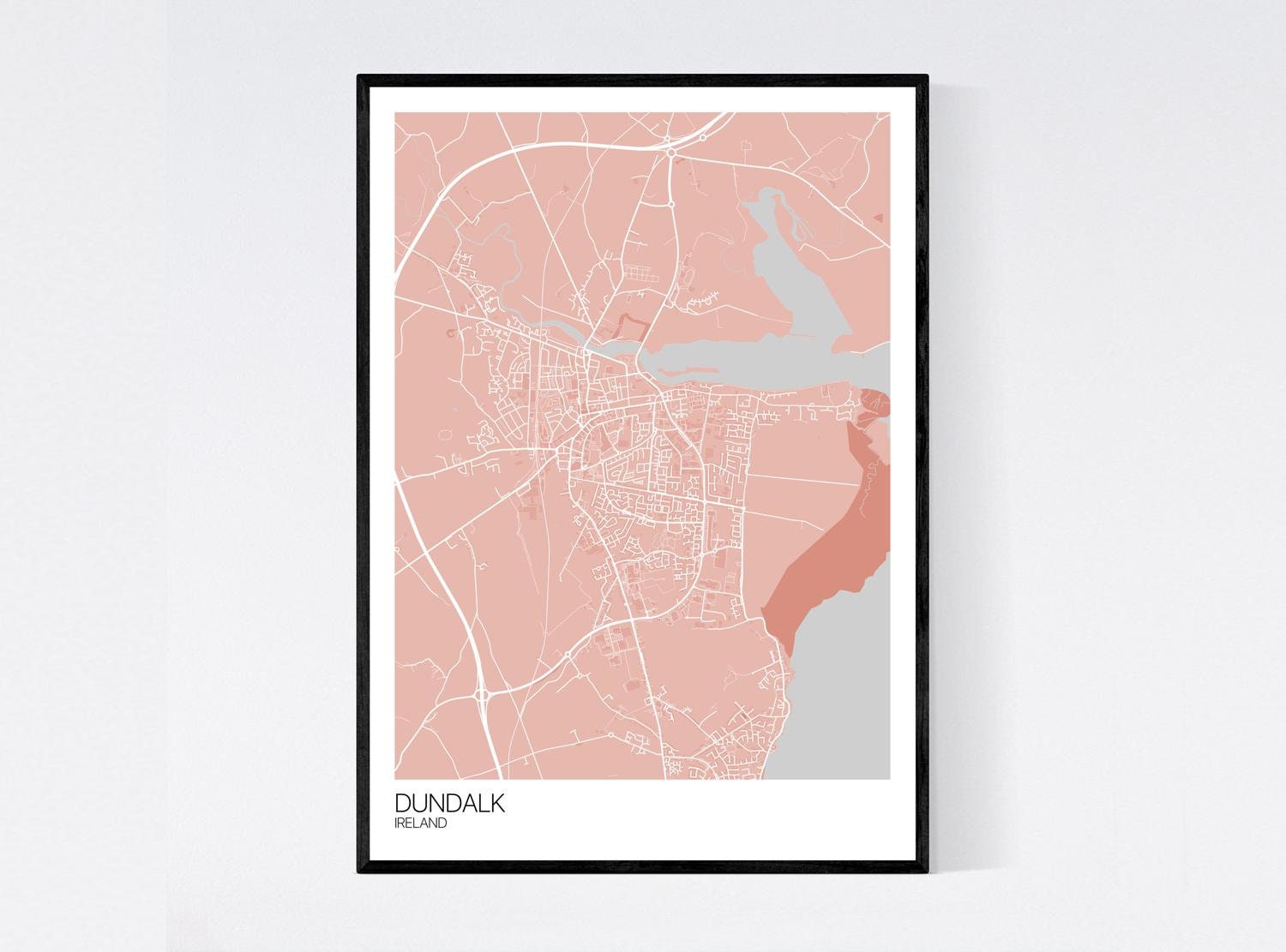 Dundalk City Map Art Print Many Styles 350gsm Art Quality | Etsy