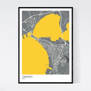 Taranto, Italy Map Art Print Many Colours 350gsm Art Quality Paper Fast ...