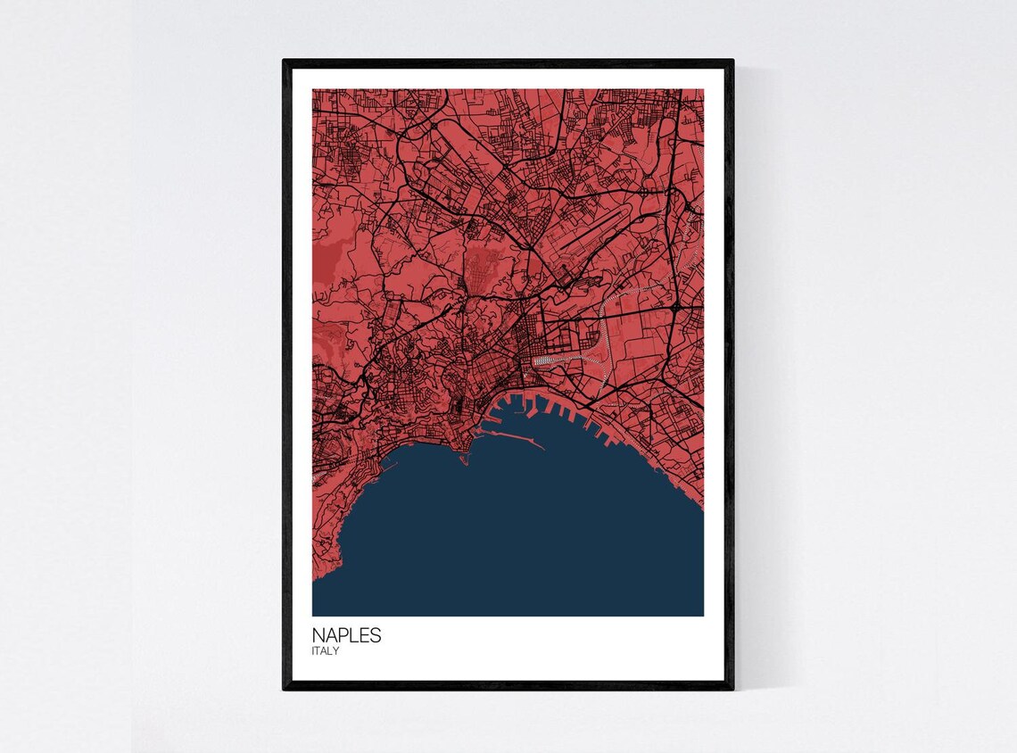 Naples Italy Map Art Print Many Colours 350gsm Art | Etsy