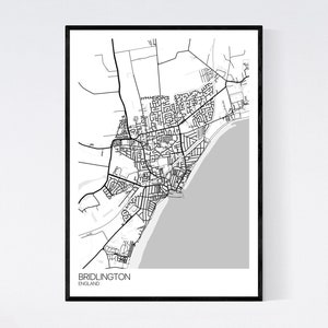 Bridlington, England Map Art Print Many Colours 350gsm Art Quality ...