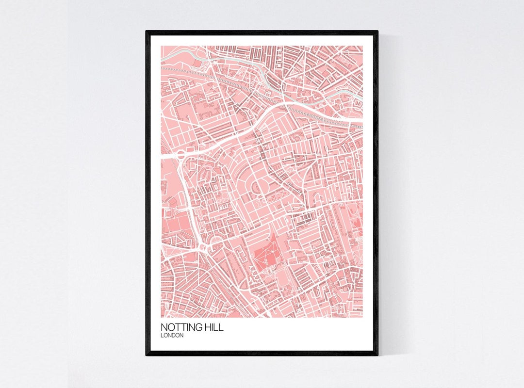 Notting Hill, London Map Art Print Many Colours 350gsm Art Quality ...