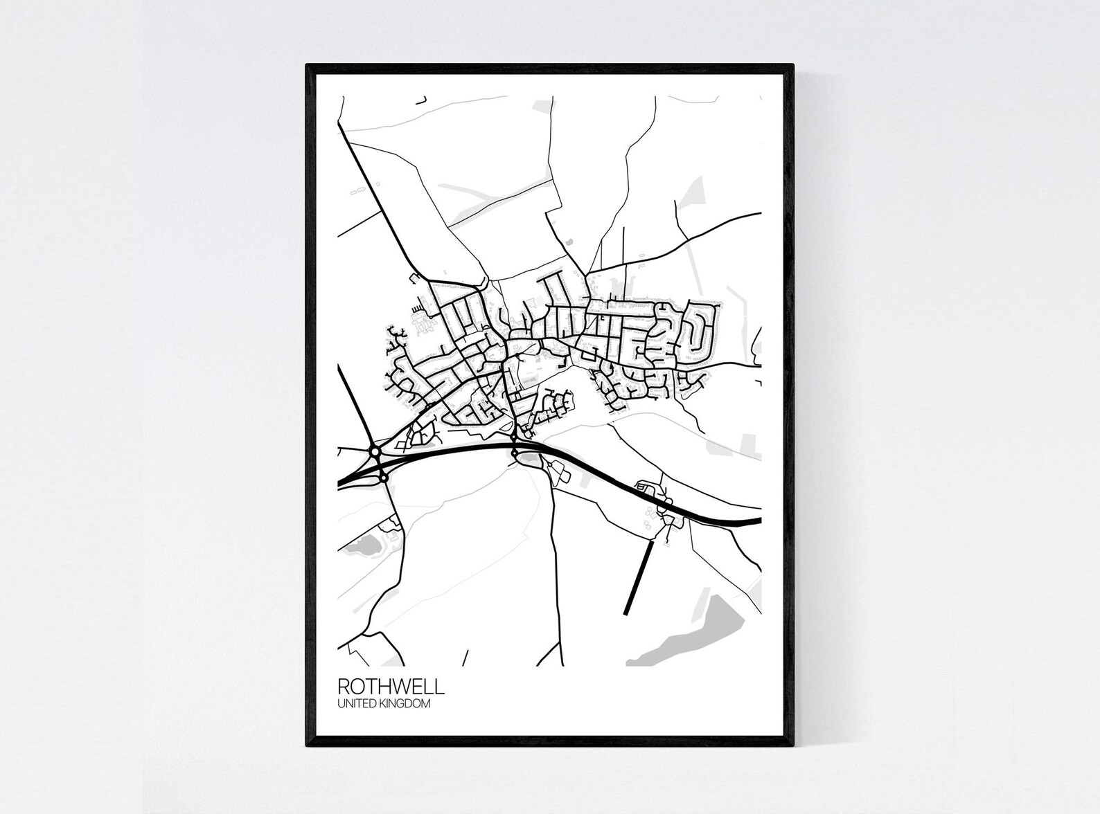 Rothwell England Town Map Art Print Many Styles 350gsm - Etsy