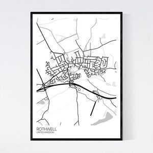Rothwell England Town Map Art Print Many Styles 350gsm - Etsy
