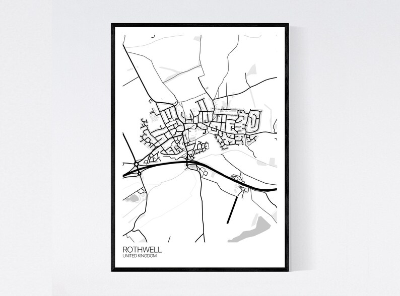 Rothwell England Town Map Art Print Many Styles 350gsm - Etsy