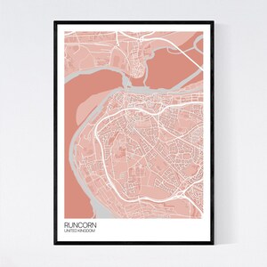 Runcorn Town Map Art Print Many Styles 350gsm Art Quality Paper Fast ...