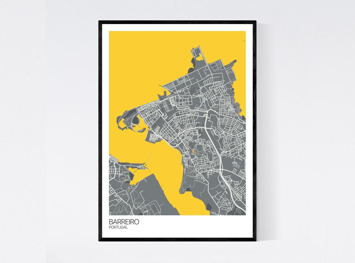 Barreiro Portugal Map Art Print Many Colours 350gsm Art | Etsy