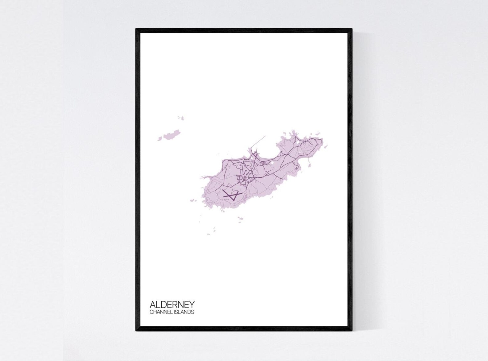 Alderney Channel Islands Map Art Print Many Colours - Etsy