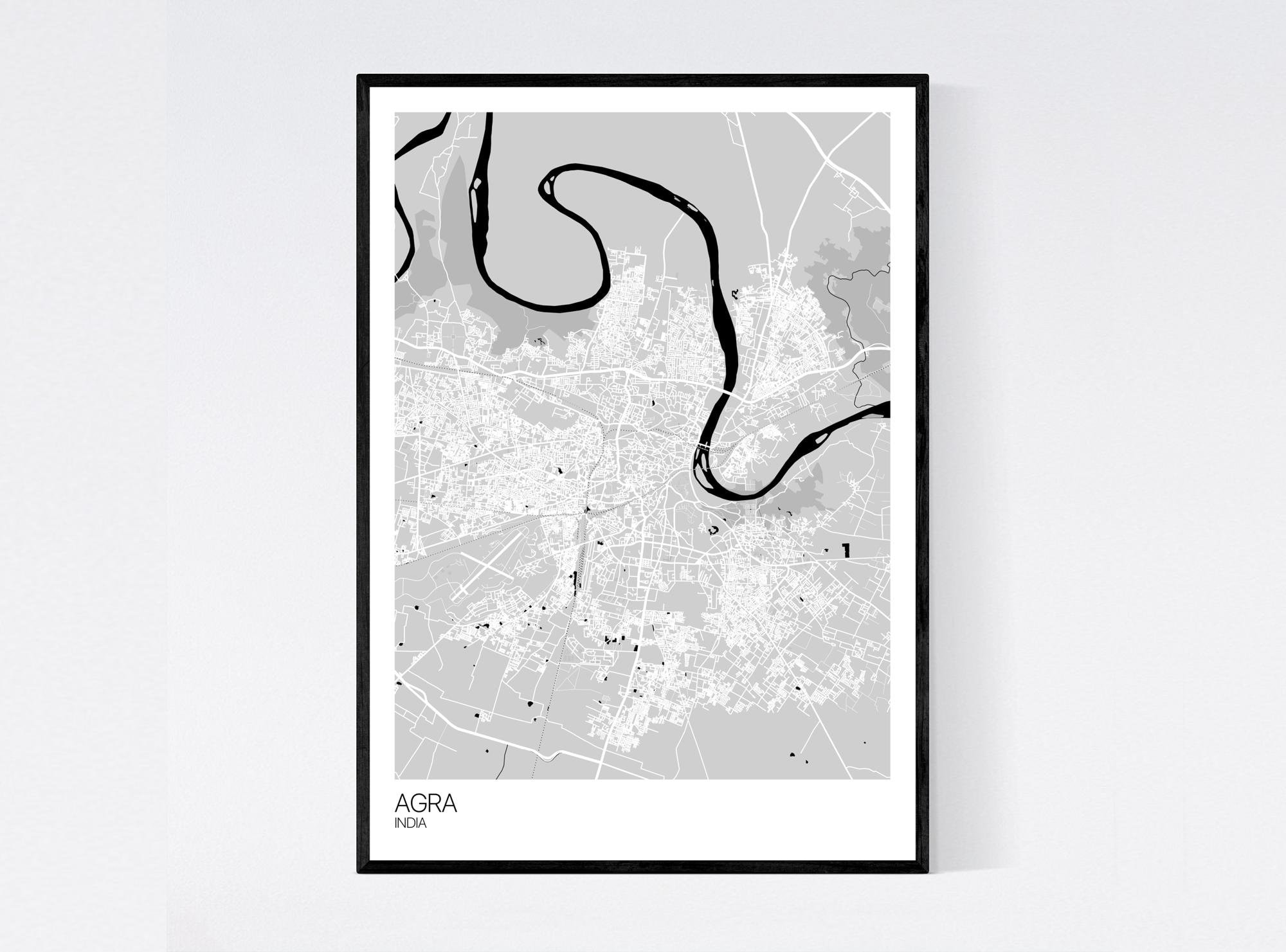 Agra India Map Art Print Many Styles Art Quality Paper | Etsy