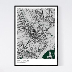 Long Eaton Map Print Many Colours 350gsm Art Quality Paper - Etsy