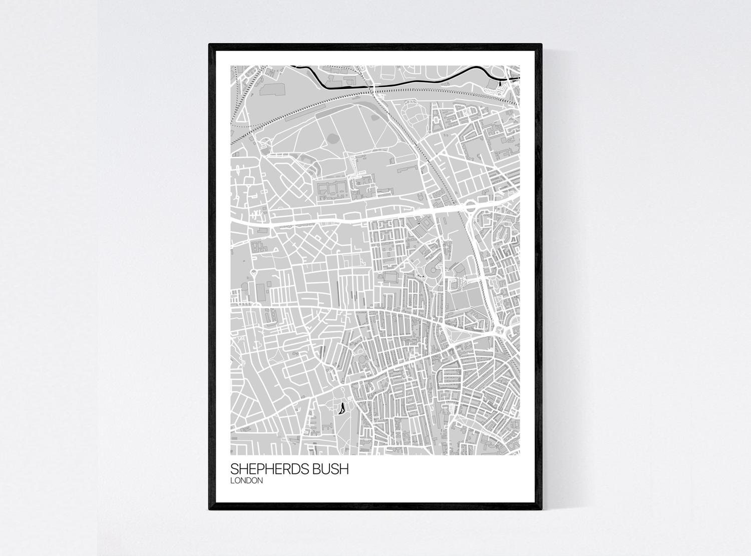 Shepherds Bush London Map Art Print Many Colours 350gsm | Etsy