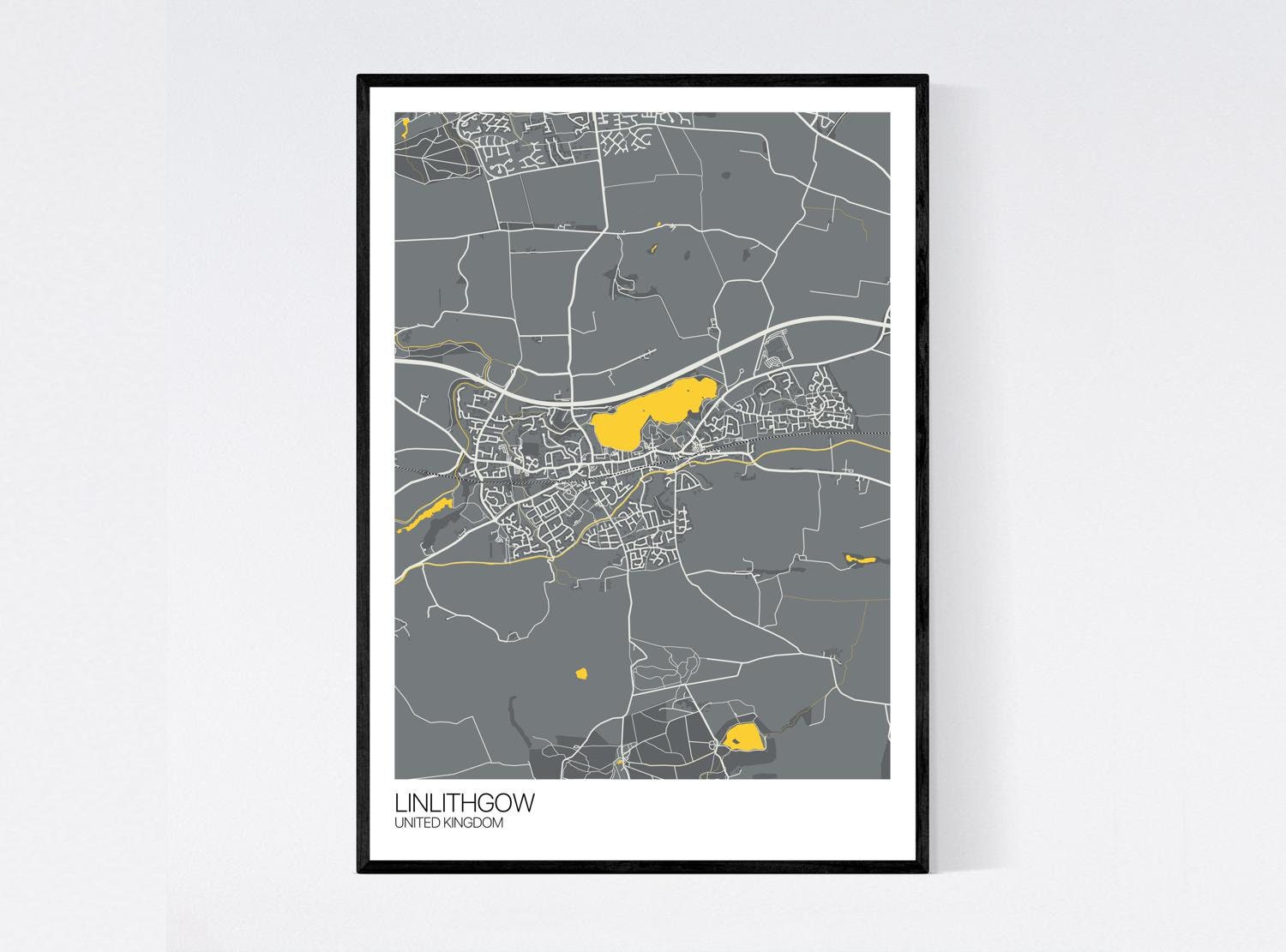 Linlithgow Scotland City Map Art Print Many Styles 350gsm | Etsy