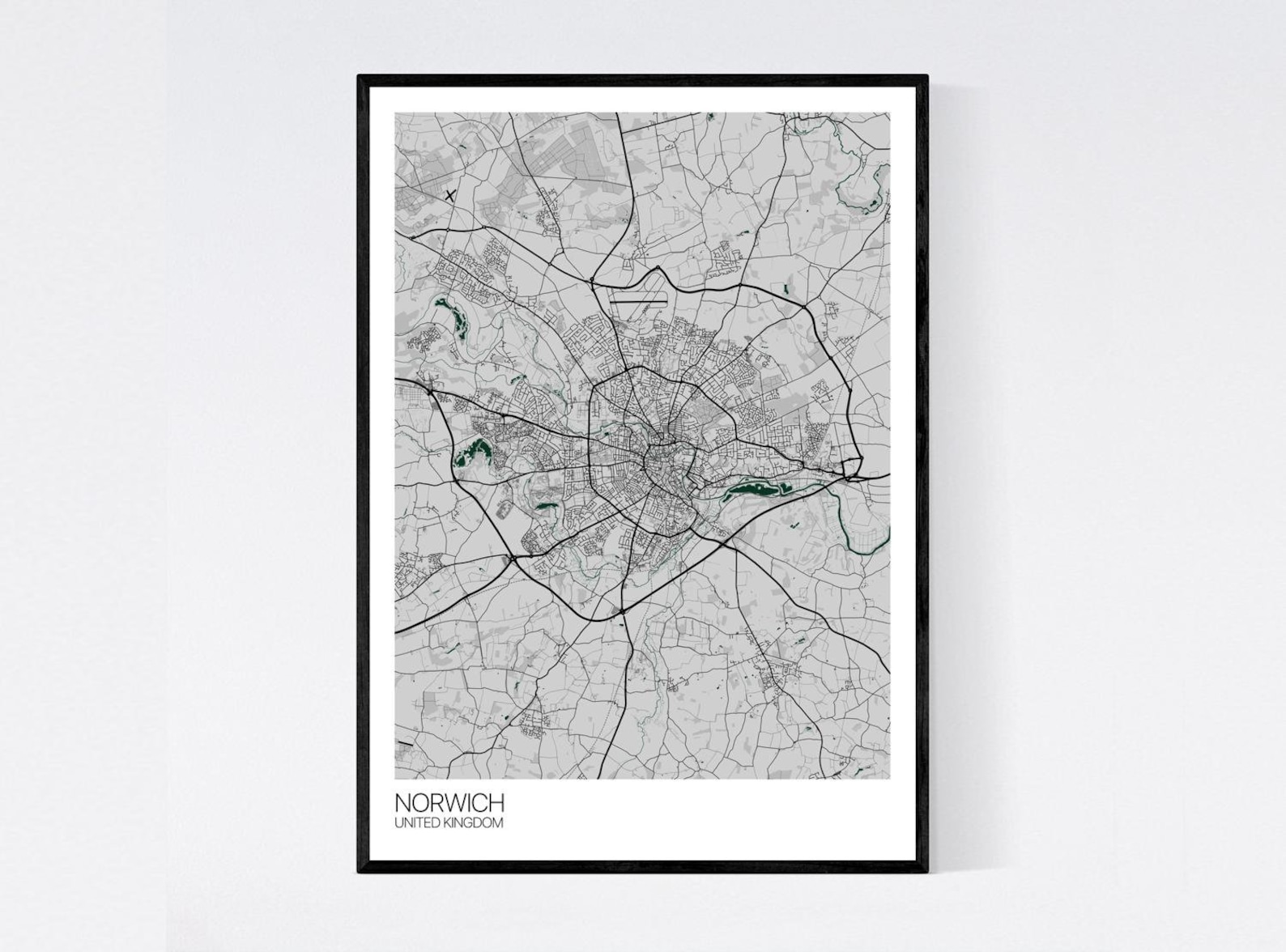 Norwich City Map Art Print Many Colours 350gsm Art Quality | Etsy