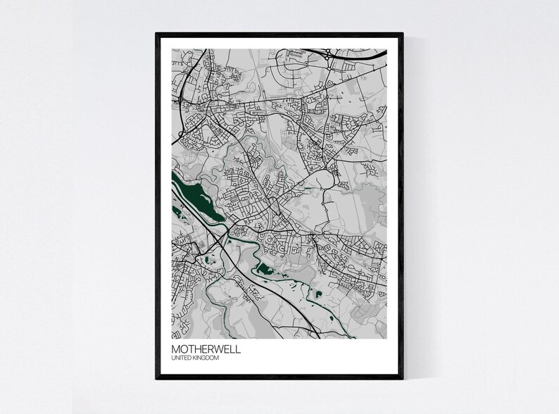 Motherwell Scotland City Map Art Print Many Styles 350gsm | Etsy