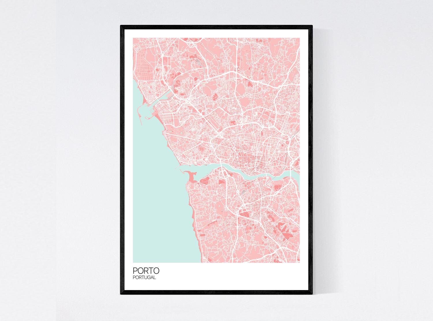 Porto Portugal Map Art Print Many Colours 350gsm Art | Etsy