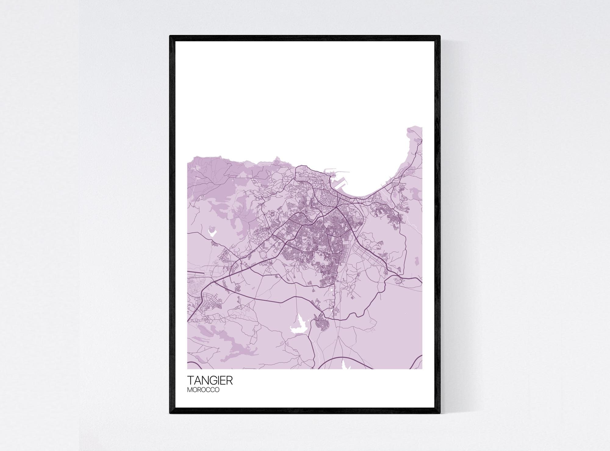 Tangier Morocco Map Art Print Many Styles Art Quality | Etsy