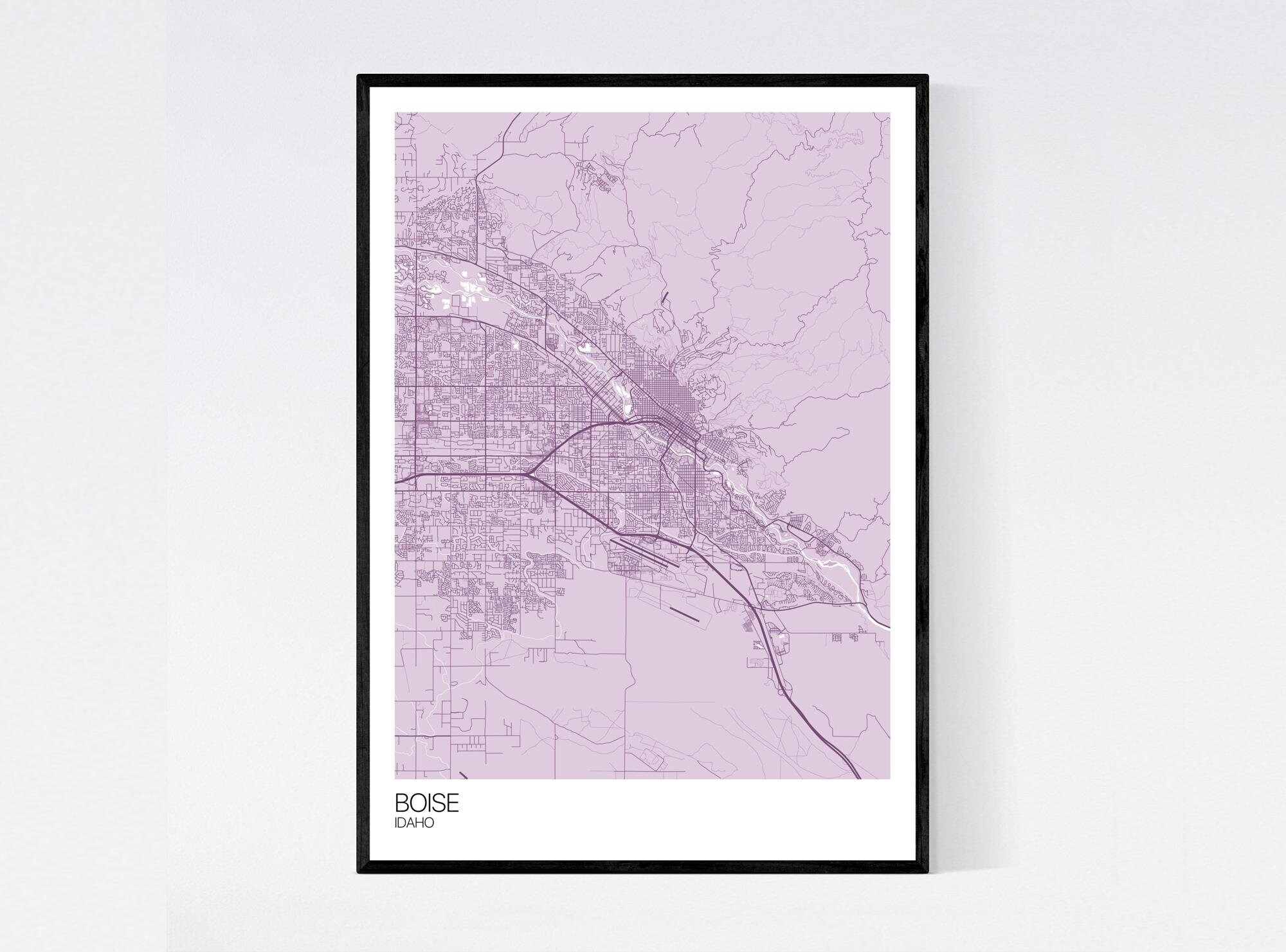 Boise Idaho Map Print Many Colours Printed on Art Quality | Etsy