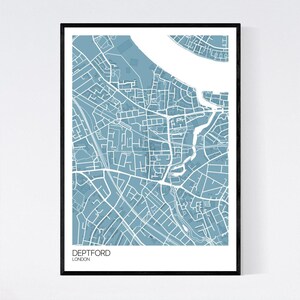 Deptford, London Map Art Print Many Colours 350gsm Art Quality Paper ...