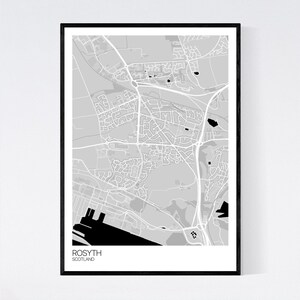 Rosyth, Scotland Map Art Print Many Styles 350gsm Art Quality Paper ...