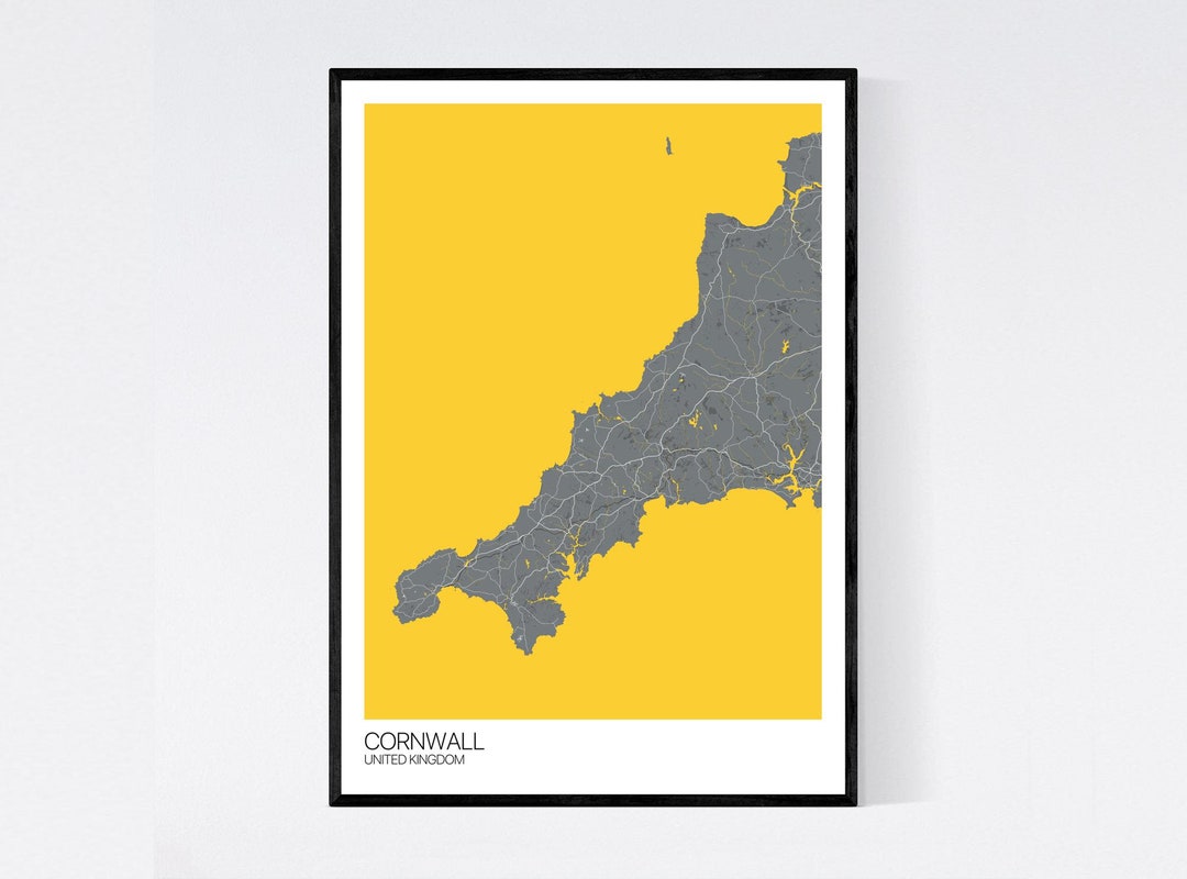 Cornwall, England Map Art Print - Many Styles - 350gsm Art Quality ...
