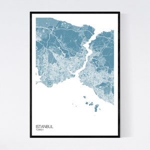 Istanbul, Turkey Map Art Print Many Styles 350gsm Art Quality Paper ...