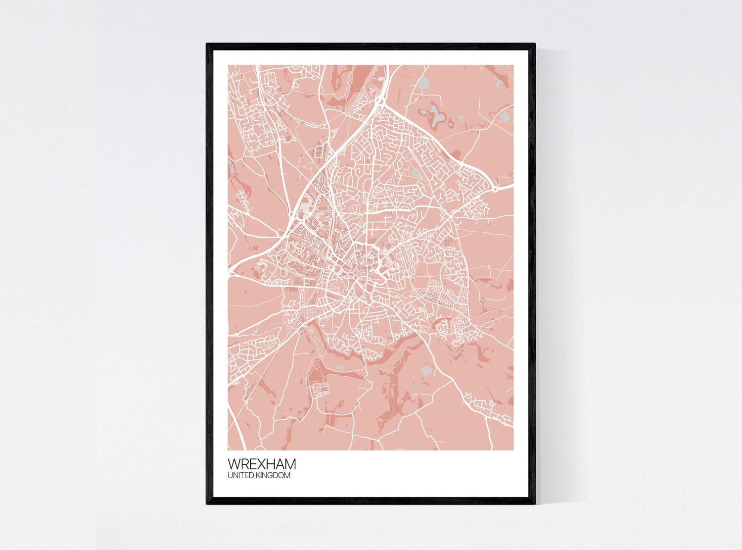 Wrexham Wales City Map Art Print Many Styles 350gsm Art | Etsy