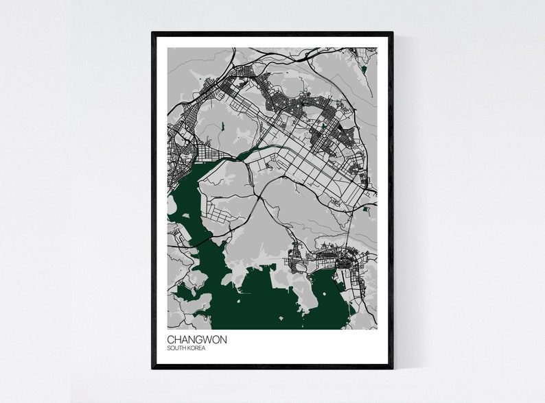 Changwon South Korea Map Art Print Many Styles Art - Etsy