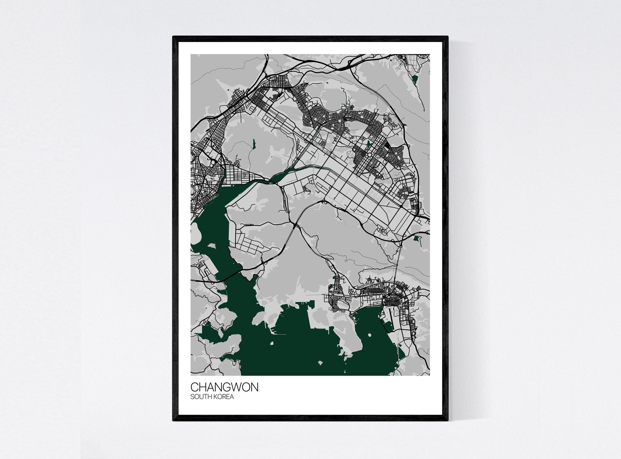 Changwon South Korea Map Art Print Many Styles Art | Etsy