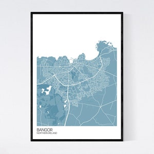 Bangor City Map Art Print Many Styles 350gsm Art Quality Paper Fast ...