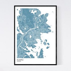 Kuopio, Finland Map Art Print - Many Colours - 350gsm Art Quality Paper ...